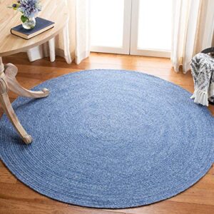 safavieh braided collection 8' round blue brd800m handmade country cottage reversible entryway foyer living room bedroom kitchen area rug