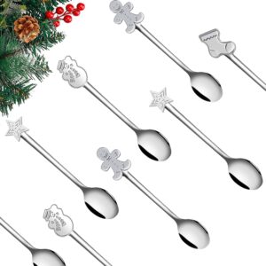 SLKIJDHFB 8pcs Christmas Coffee Spoons Stainless Steel Stirring Spoons Creative Mini Tea Spoon for Stirring Mixing