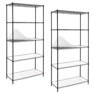 efine 2-pack 5-shelf shelving unit with shelf liners set of 5, adjustable storage rack, steel wire shelves, shelving units and storage for kitchen and garage (35.5w x 15.8d x 71h)