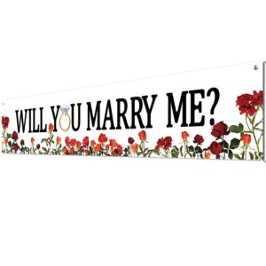 marry me flower banner will you marry me large flower banner marriage valentine's day proposal sunmmer supplies engagement lawn sign outdoor party backdrop decorations 6ft