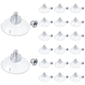 quzzil 10 pcs suction cups 4.4 cm/ 1.73 inch diameter suction cup screw 0.39 inch in length pvc license plate suction cups hooks clear suction cup with cap nut m6 thread for shade cloth acrylic plate