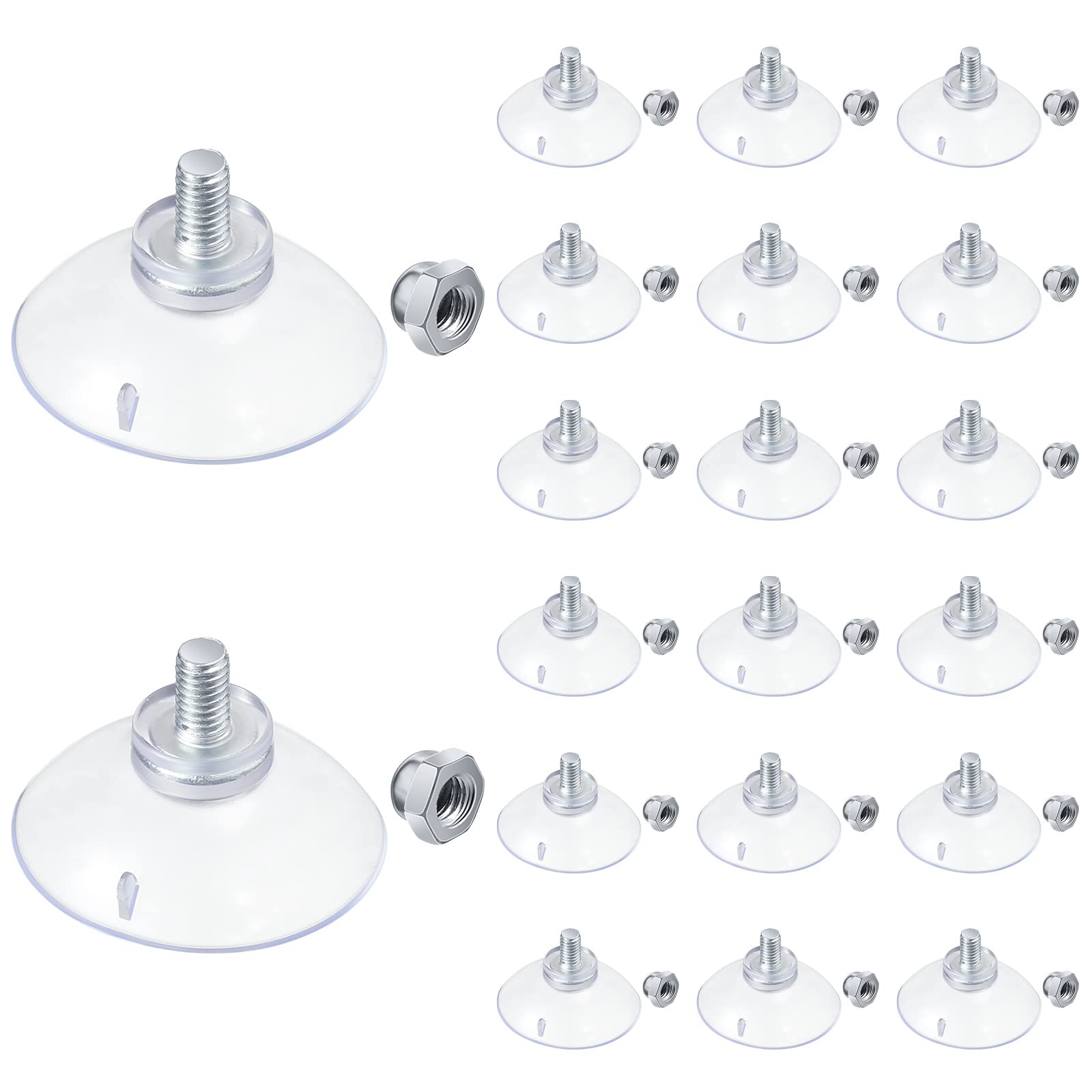 Quzzil 10 Pcs Suction Cups 4.4 cm/ 1.73 Inch Diameter Suction Cup Screw 0.39 Inch in Length PVC License Plate Suction Cups Hooks Clear Suction Cup with Cap Nut M6 Thread for Shade Cloth Acrylic Plate