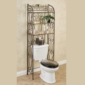 touch of class kadalynn bathroom space saver antique bronze - handcrafted metal - shelving organizer - storage shelves for above toilet - standing rack - 62 inches high