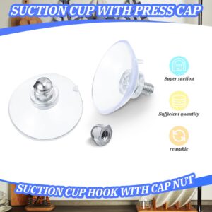 Quzzil 10 Pcs Suction Cups 4.4 cm/ 1.73 Inch Diameter Suction Cup Screw 0.39 Inch in Length PVC License Plate Suction Cups Hooks Clear Suction Cup with Cap Nut M6 Thread for Shade Cloth Acrylic Plate