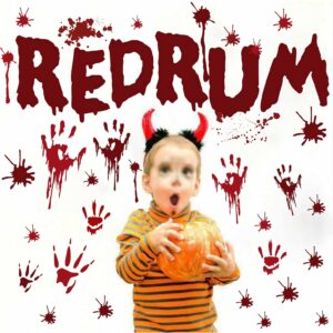 halloween redrum murder wall decal horror ghost hand wall decals halloween blood splatter decals removable peel and stick wall stickers for wall halloween party window decor