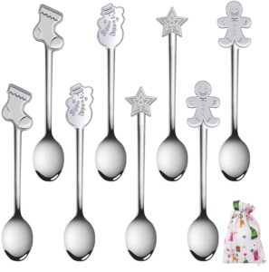 slkijdhfb 8pcs christmas coffee spoons stainless steel stirring spoons creative mini tea spoon for stirring mixing