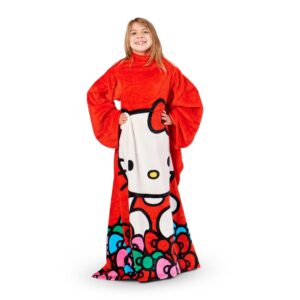 northwest hello kitty smitten youth silk touch comfy throw blanket with sleeves, 48" x, 48"