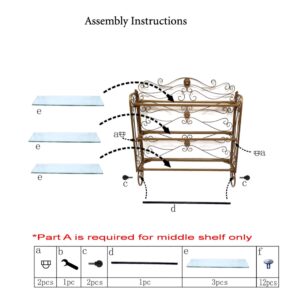 Kadalynn Wall Shelf with Towel Bar - Satin Gold - Handcrafted Metal - Decorative Storage - Mounted Rack Organizer for Bathroom - 3 Shelves - 24 Inches High