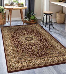 luxe weavers oriental floral medallion burgundy 5x7 area rug