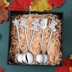 SLKIJDHFB 8pcs Christmas Coffee Spoons Stainless Steel Stirring Spoons Creative Mini Tea Spoon for Stirring Mixing