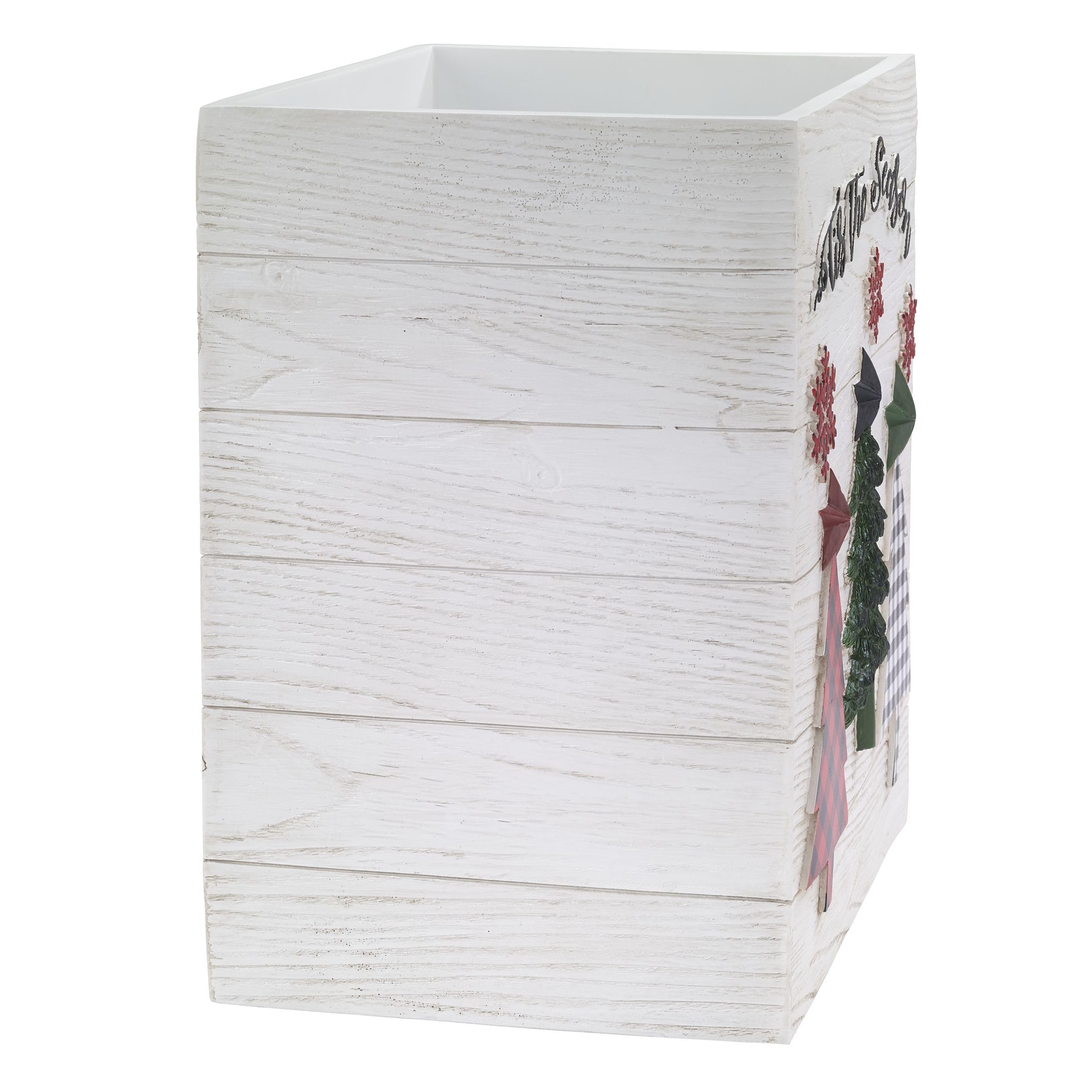 Avanti Linens - Wastebasket, Decorative Trash Can, Resin Bathroom Essentials, Christmas Decorations (Tis The Season Collection)