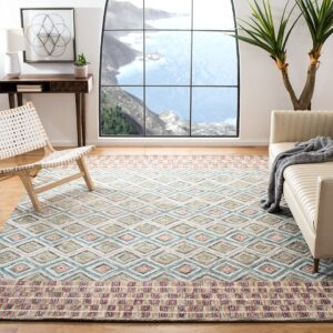 safavieh aspen collection area rug - 9' x 12', green & red, handmade boho wool, ideal for high traffic areas in living room, bedroom (apn812y)