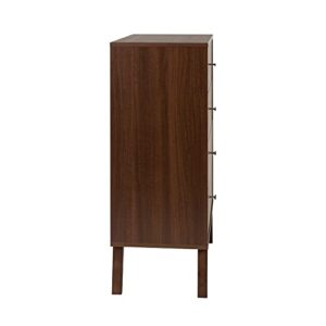 Prepac Milo Mid-Century Modern 4 Drawer Chest of Drawers, Contemporary Bedroom Furniture, Small Dresser for Bedroom, 18.25"D x 26.5"W x 41"H, Cherry