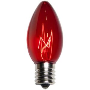 25 pack c9 christmas replacement light bulbs for indoor and outdoor string lights 7 watt e17 c9 intermediate base by the holiday light depot pack (red)