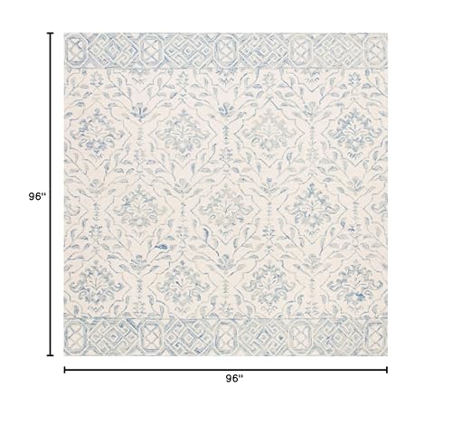 SAFAVIEH Dip Dye Collection 8' Square Light Blue/Ivory DDY901L Handmade Premium Wool Living Room Dining Bedroom Area Rug