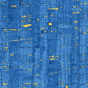 metallic blender fabric - uncorked - cork look-a-like with metallic - 50107m-41 - true blue - by the half yard