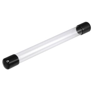 meccanixity clear storage tube 13/16" x 9"(20mm x 230mm) lightweight for bead containers, craft, diy with black caps