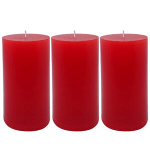 3 pack 3x6 inch red pillar candles for romantic valentine's day and christmas, unscented column candle for home restaurants, smokeless dripless and clean burning emergency candle