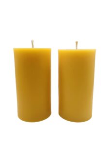 large beeswax pillar candles - 2 pack of 100% pure beeswax candles - 3x6 large candles, clean burning, 80 hours each - smokeless, dripless, unscented candles - alternative imagination