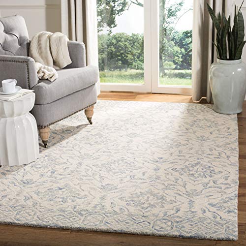 SAFAVIEH Dip Dye Collection 8' Square Light Blue/Ivory DDY901L Handmade Premium Wool Living Room Dining Bedroom Area Rug