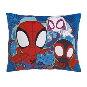 marvel spidey and his amazing friends spidey team red, white, and blue super soft toddler pillow