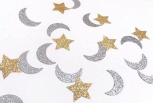 shiningwise 200pcs of double-side gold glitter star and glitter silver moon confetti wedding bithday parties bridal shower confetti baby shower decorations table scatters setting