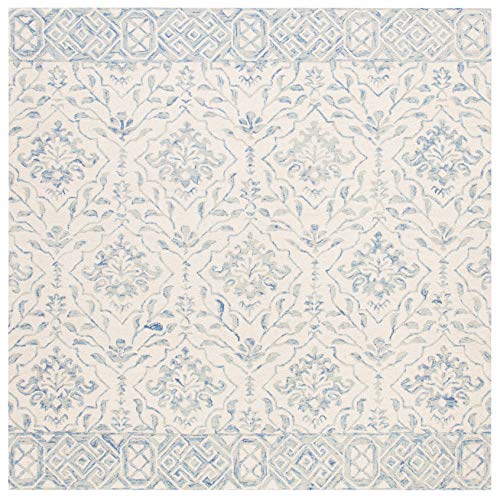 SAFAVIEH Dip Dye Collection 8' Square Light Blue/Ivory DDY901L Handmade Premium Wool Living Room Dining Bedroom Area Rug