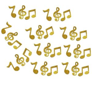 shiningwise 100pcs of double-side gold glitter music note confetti for wedding bithday parties bridal shower confetti baby shower decorations table scatters setting