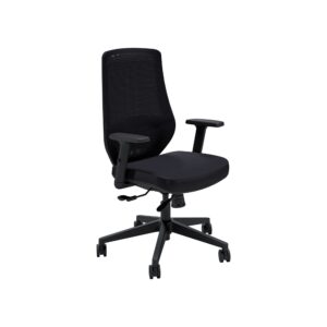 vari essential task chair - varidesk ergonomic home office chair with comfortable mesh, lumbar & back support, adjustable height - ideal for computer desk - easy assembly - black