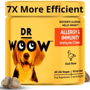 dr woow allergy relief & itch supplement for dogs - with omega 3 wild alaskan salmon oil and bettaberries + yea-sacc. hot spots, anti itch and seasonal allergies