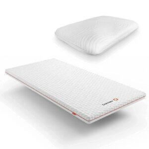 the premium mattress topper by dormeo (king) and true evolution pillow bundle