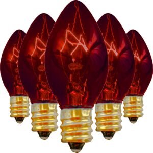 christmas light bulbs transparent clear twinkle flashing blinking box of 25 c7 e12 roof holiday tree home decorating incandescent outdoor lighting (red)