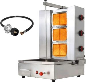 li zhen 3 burners shawarma machine commercial chicken shawarma machine gyro grill rotating kebab machine for commercial kitchen use, silver,41.9 lbs.