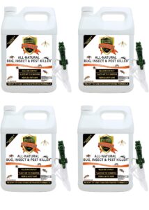 natural bug, insect & pest killer & control including fleas, ticks, ants, spiders, bed bugs, dust mites, roaches and more for indoor and outdoor use, 128 oz gallon case of 4