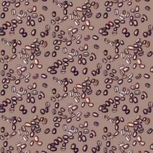 coffee beans design 100% cotton quilting fabric by the yard (brown, light brown, tan, white)