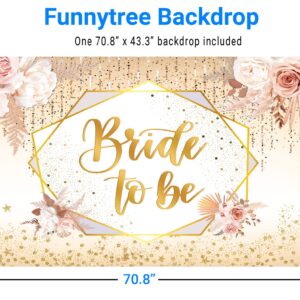 Funnytree Boho Bride to Be Backdrop Bridal Shower Engagement Wedding Miss to Mrs Party Supplies Flower Chic Background Banner Cake Table Decor Gift Favors Props Studio