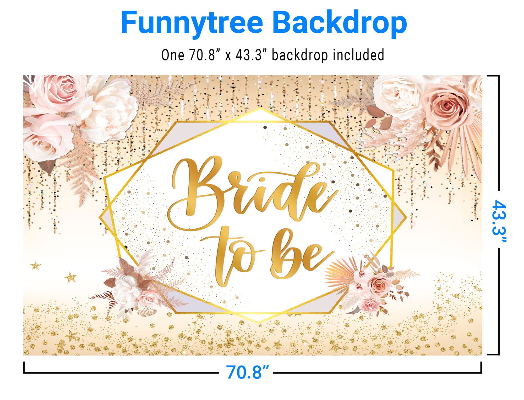 Funnytree Boho Bride to Be Backdrop Bridal Shower Engagement Wedding Miss to Mrs Party Supplies Flower Chic Background Banner Cake Table Decor Gift Favors Props Studio