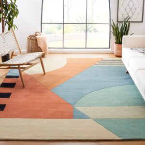 safavieh rodeo drive collection 10' square gold rd863a handmade mid-century modern abstract premium wool living room dining bedroom area rug