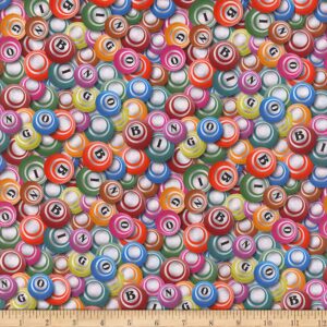 mook fabrics bingo balls multi, fabric by the yard