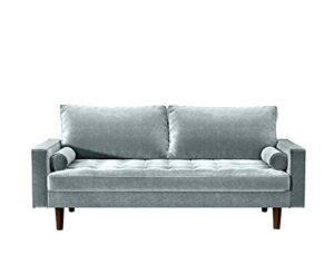 container furniture direct womble velvet upholstered living room diamond tufted chesterfield sofa with gleaming nailheads, teal blue