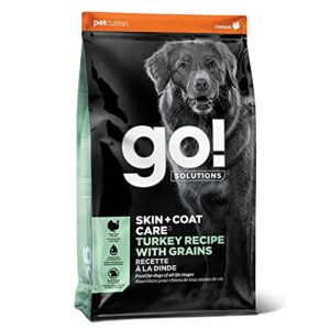 go! solutions skin + coat care, dry dog food, turkey recipe with grains, 3.5 lb bag