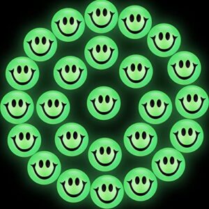 24 pcs glow in the dark smile face bouncing balls, mini high bounce bouncy balls for teens, glowing christmas, valentine birthday party favors goodie bag fillers for boys and girls 6 years old +