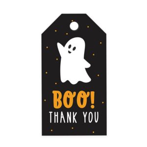 andaz press 40-pack boo cute ghost halloween classic gift tags with string tags for gift bags kids halloween thank you tags packaging supplies halloween favor tags favor bag tags 2 x 3.75 inch