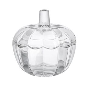 123arts crystal glass pumpkin sugar bowls snack jar candy dish storage with lid