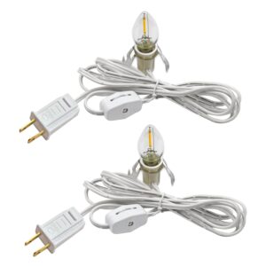 mx232 set of 2 accessory cord with 2 led light bulb 6 ft white cord with on/off switch plugs e12 candelabra led light bulbs and clips for halloween christmas decorations craft village house decoration