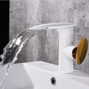 luofdclddd water-tap bathroom sink tap kitchen sink tap basin faucets waterfall faucet bathroom faucet single handle basin mixer tap bath faucet brass sink water crane/whit and gold