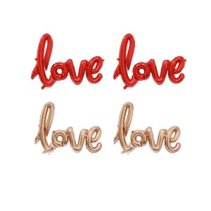 dzrige 42 inch love foil balloons 4 pcs love letter balloons giant champagne gold and red love balloons banner for romantic wedding bridal shower birthday party valentines day gift decorations