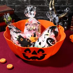 Angoily Halloween Candy Bowl Large Pumpkin Candy Dish Trick or Treat Baskets Spooky Decoration Props Haunted House Horror Party Bar Table Decor