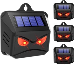 2024 solar nocturnal animal repeller, 4 pack cat repellent outdoor with red led light, waterproof deer deterrent devices, predator lights for chicken coop yard to scare away cat dog deer coyote fox