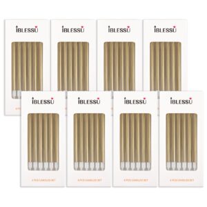 iblessu 48 pcs birthday candles - long birthday candles, cake candles, tall birthday candles, party candles, cake candles for birthday wedding decorations champagne gold birthday candle